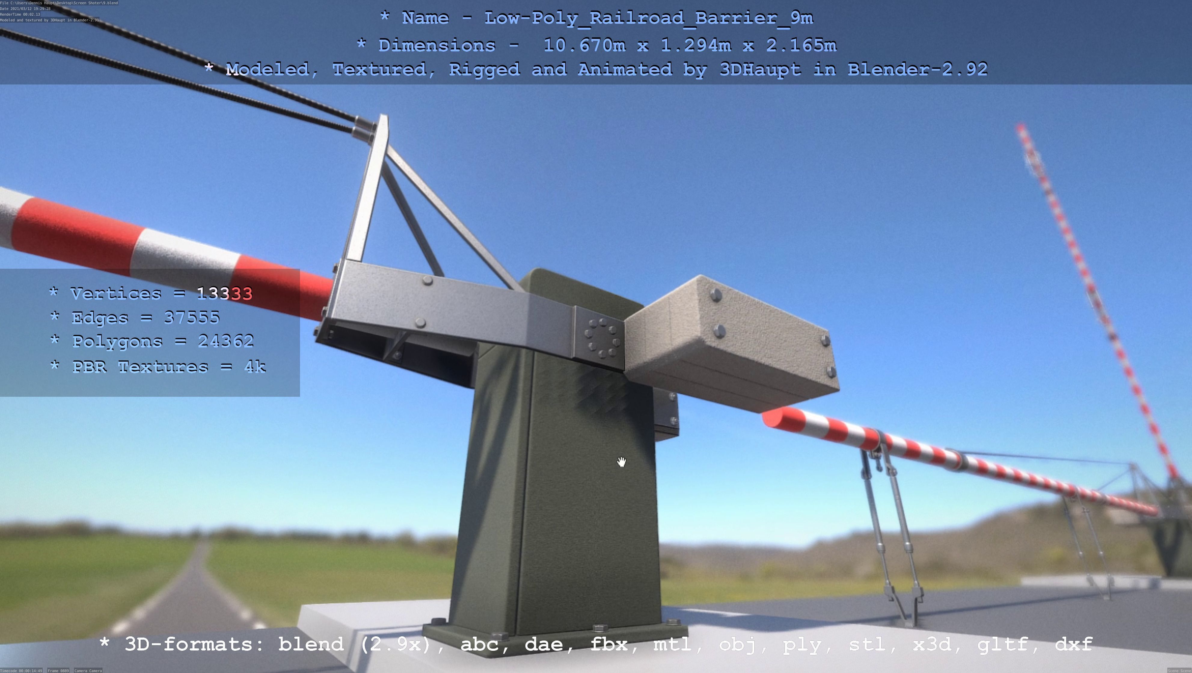 Railroad Barrier 9m High and Low-Poly 3D Model Collection | CGTrader