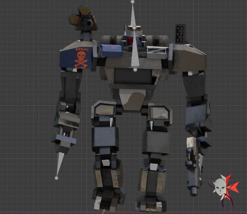 3D model Low Poly Mecha Robot rigged with two animations included VR ...