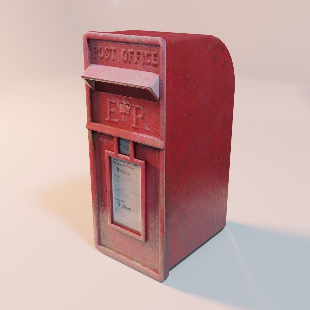 3D model Post Box - Low Poly British Royal Mail Red letterbox-mailbox ...