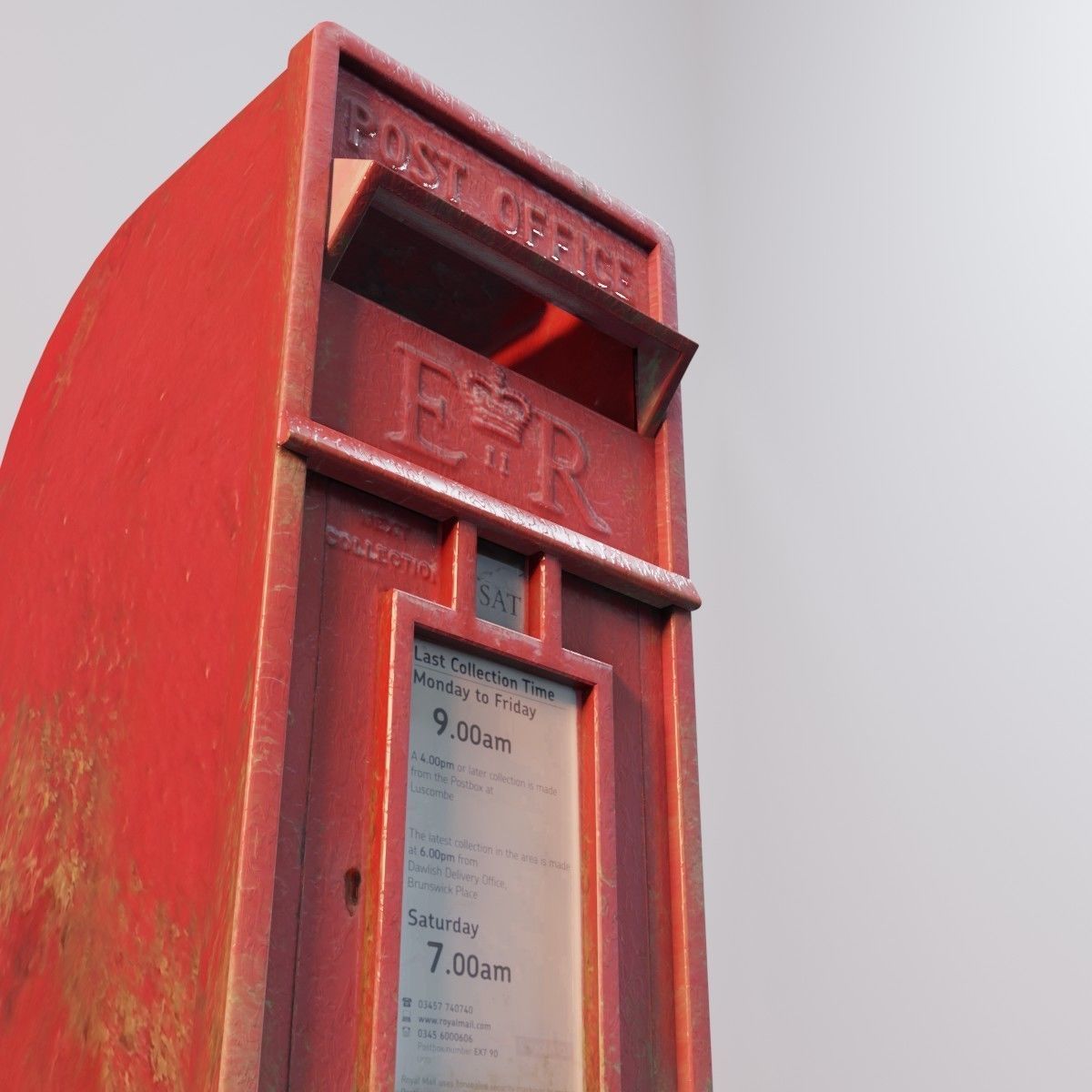 3D model Post Box - Low Poly British Royal Mail Red letterbox-mailbox ...