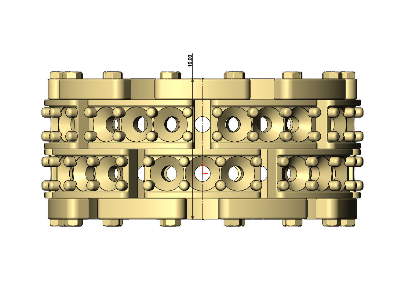 Double row diamond links band with bolt motifs US size 9 3D model 3D ...