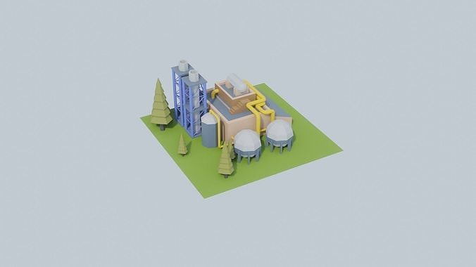 Low poly style chemical factory free VR / AR / low-poly 3D model | CGTrader