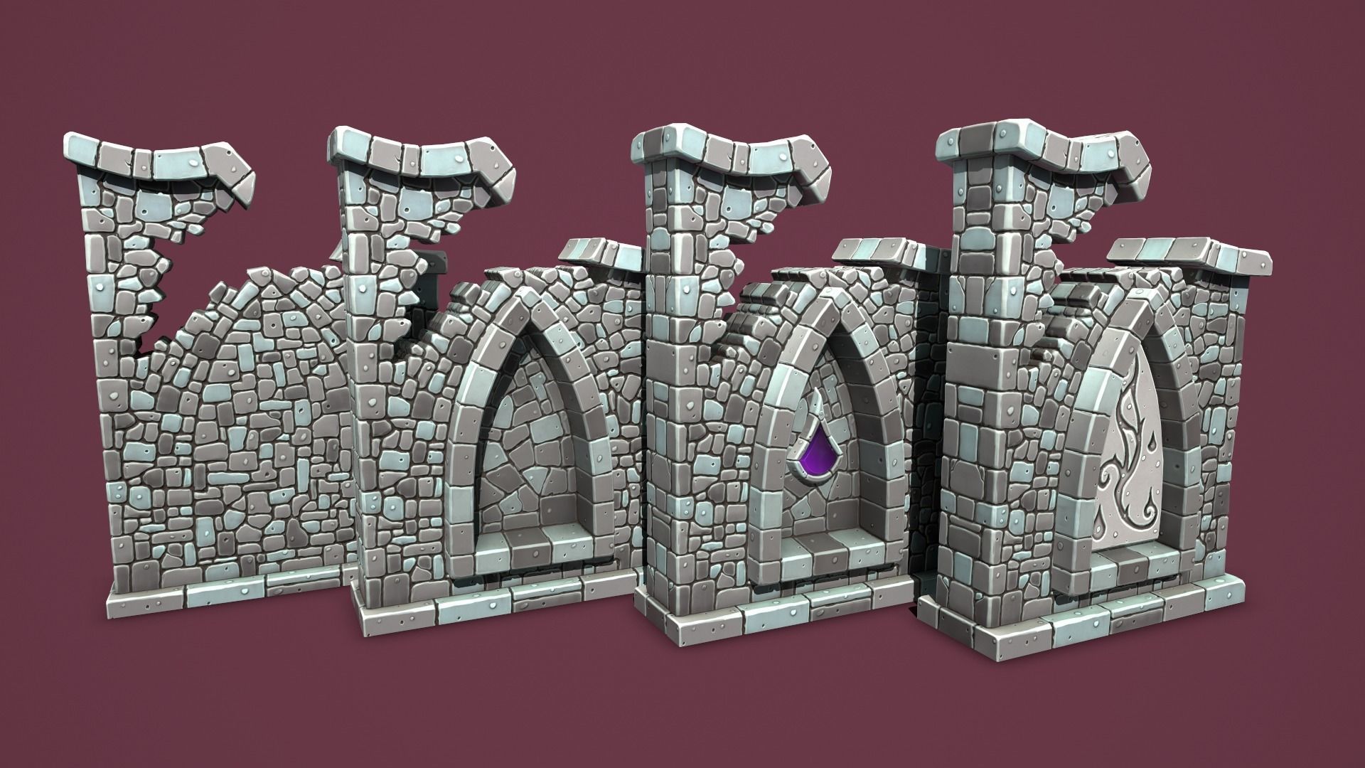 3D model Fantasy wall 1 VR / AR / low-poly | CGTrader