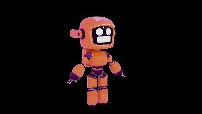 Cute Orange BOT 3D model rigged | CGTrader