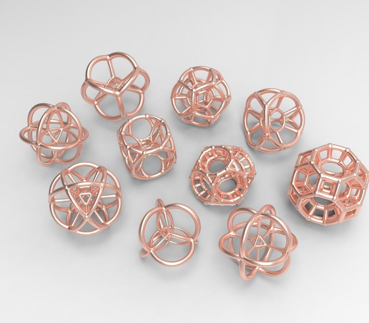 10 Polytope Beads Set - Scientific Jewellery 3D Print Pendants 3D Model ...