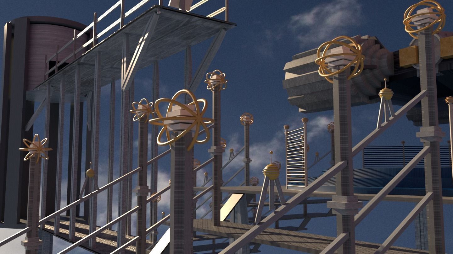 Sci-Fi Cosmic Station Spaceship Landing Base Facility 3D model | CGTrader