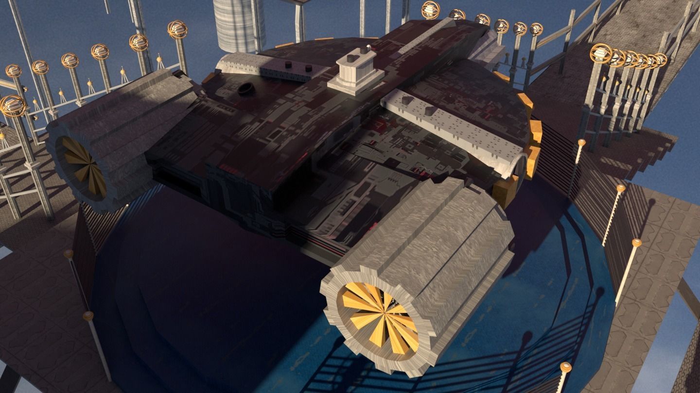 Sci-Fi Cosmic Station Spaceship Landing Base Facility 3D model | CGTrader