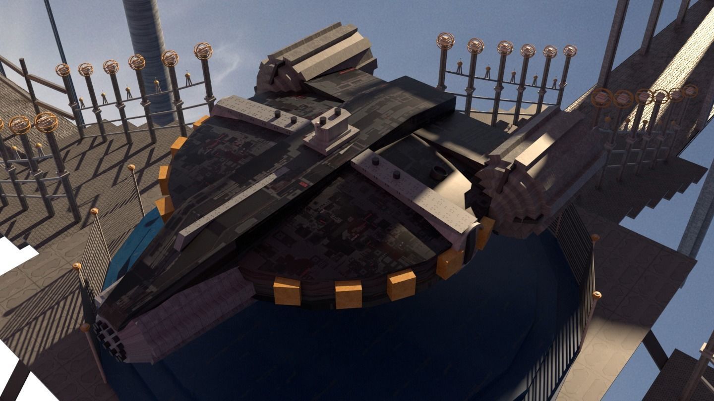 Sci-Fi Cosmic Station Spaceship Landing Base Facility 3D model | CGTrader