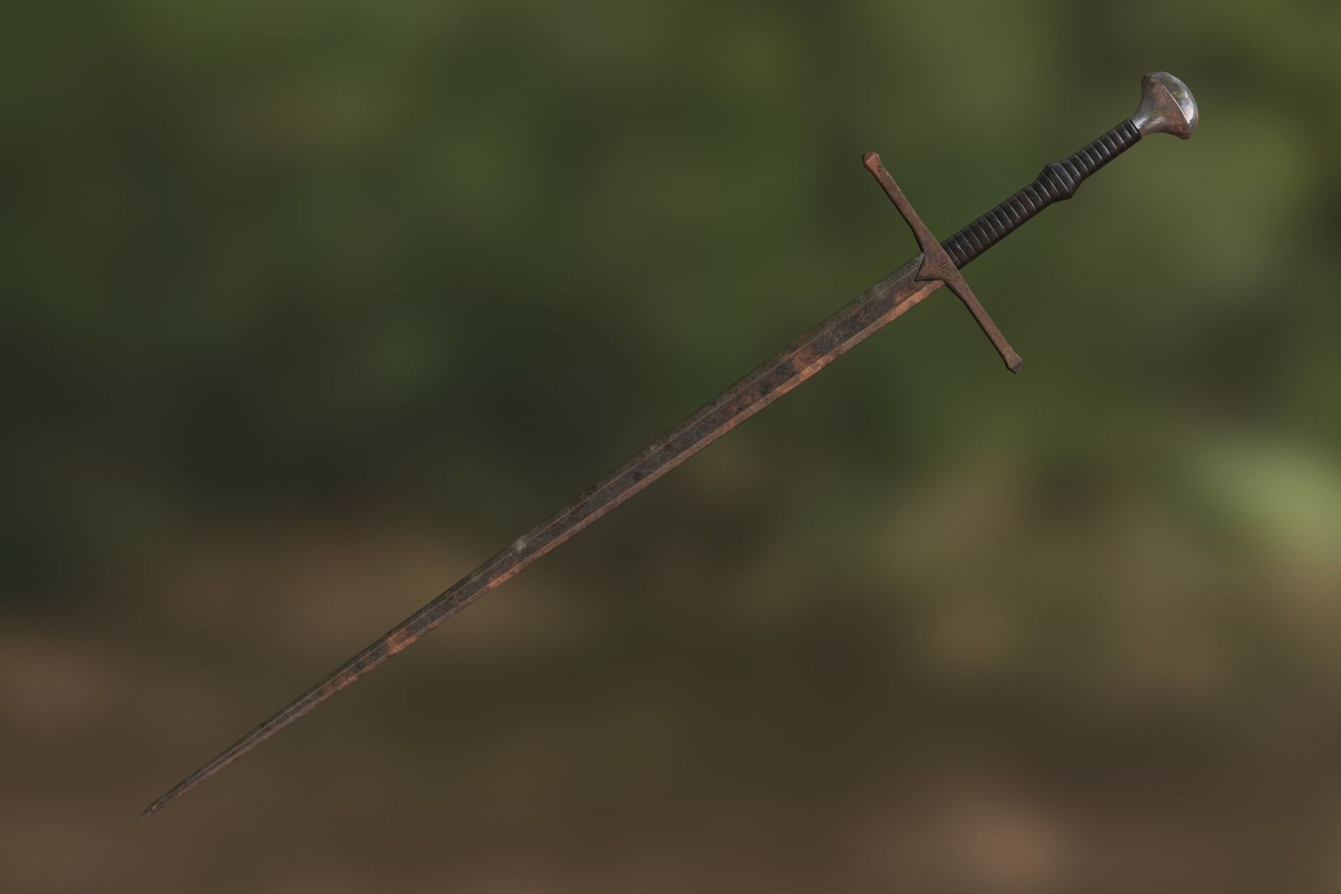 3D model Lowpoly medieval rusted longsword - PBR VR / AR / low-poly ...