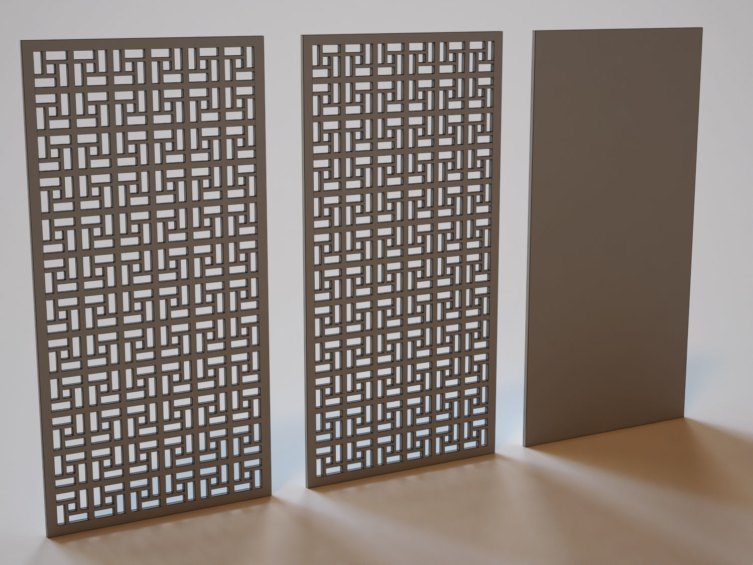 Partition three wooden screens with lattice patterns 3D model | CGTrader