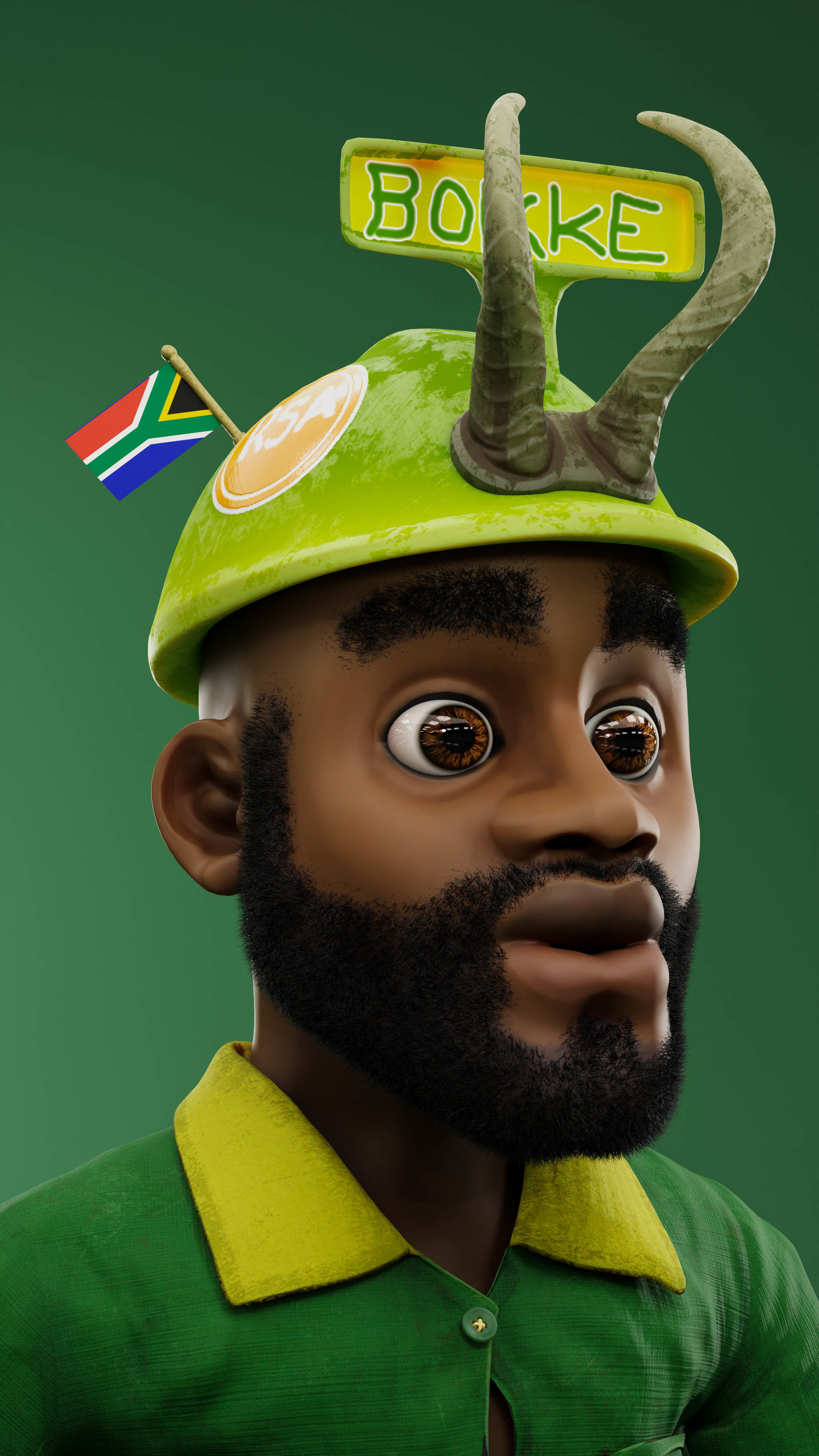 Sipho the Springboks fan rigged 3D model rigged | CGTrader