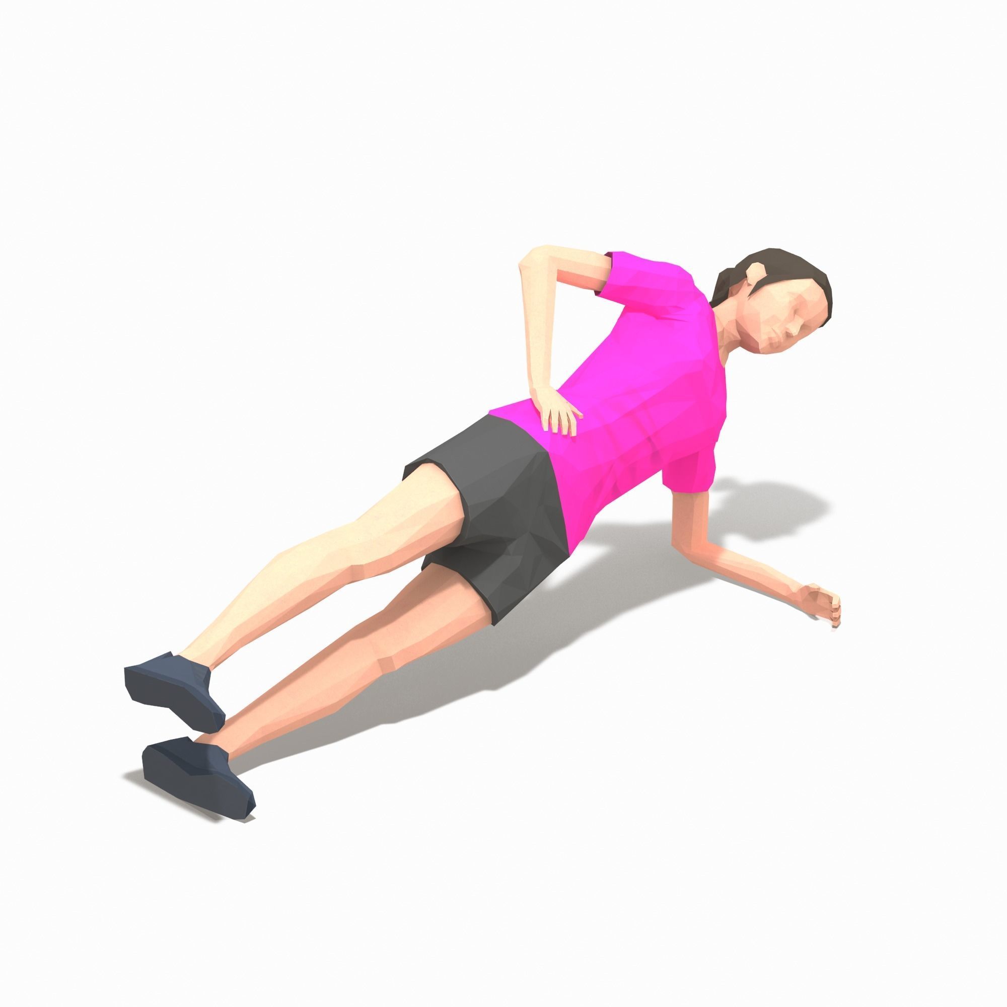 3D model Side Plank With Leg Raise Exercise Woman Animation VR / AR ...
