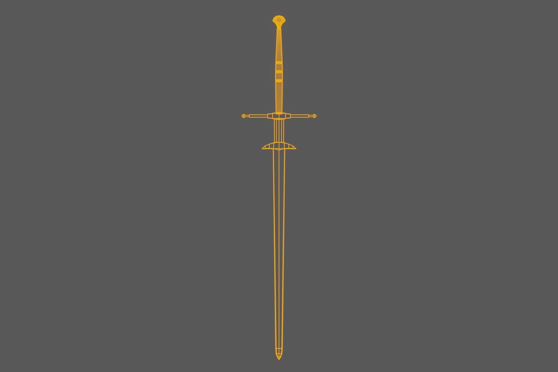 3D model lowpoly rusted great sword - zweihander -PBR VR / AR / low ...