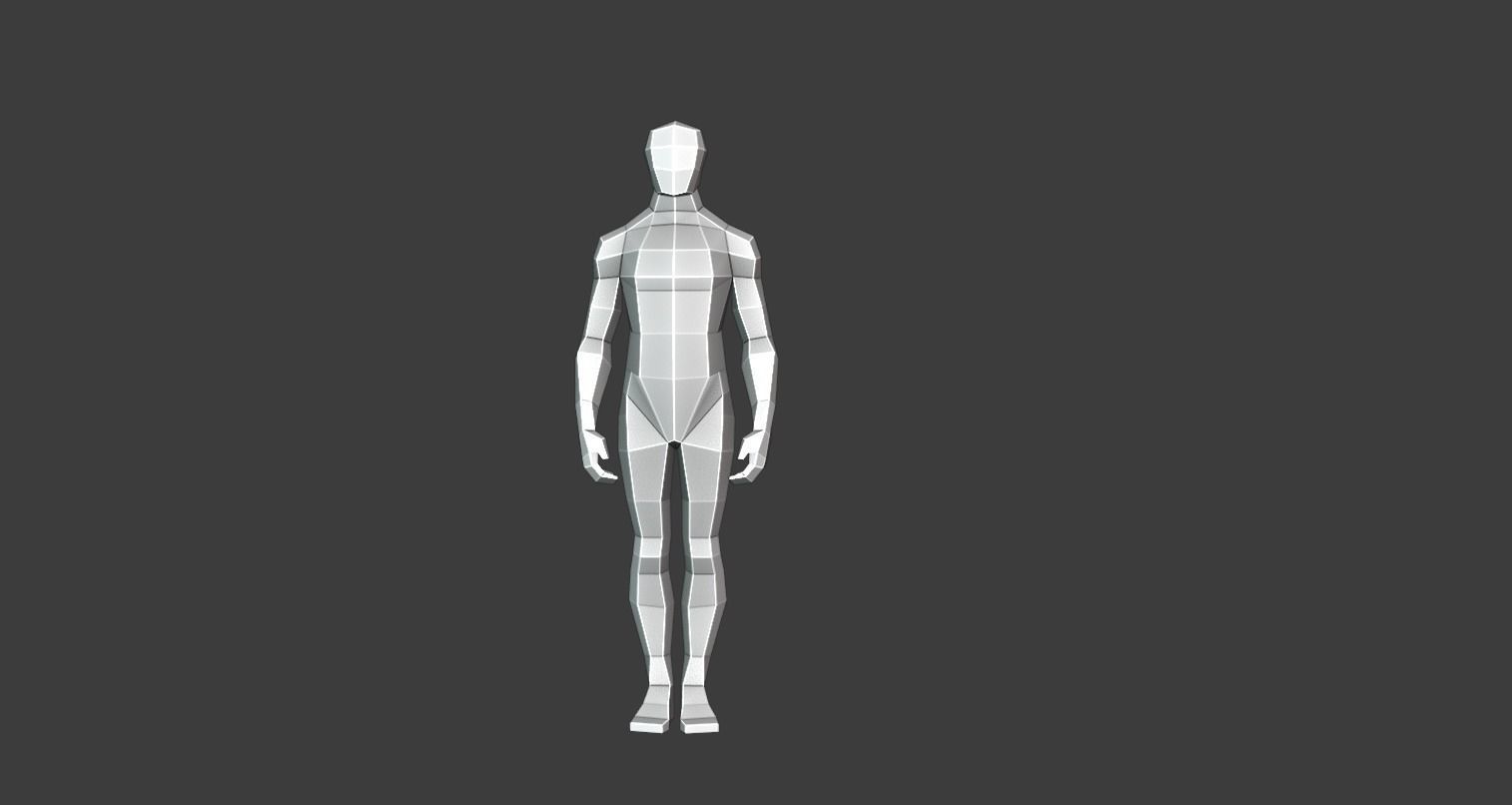 3D model 4 low poly character base meshes 2 male 2 female VR / AR / low ...