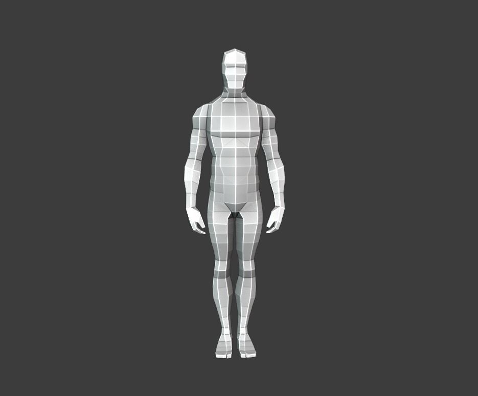 3D model 4 low poly character base meshes 2 male 2 female VR / AR / low ...