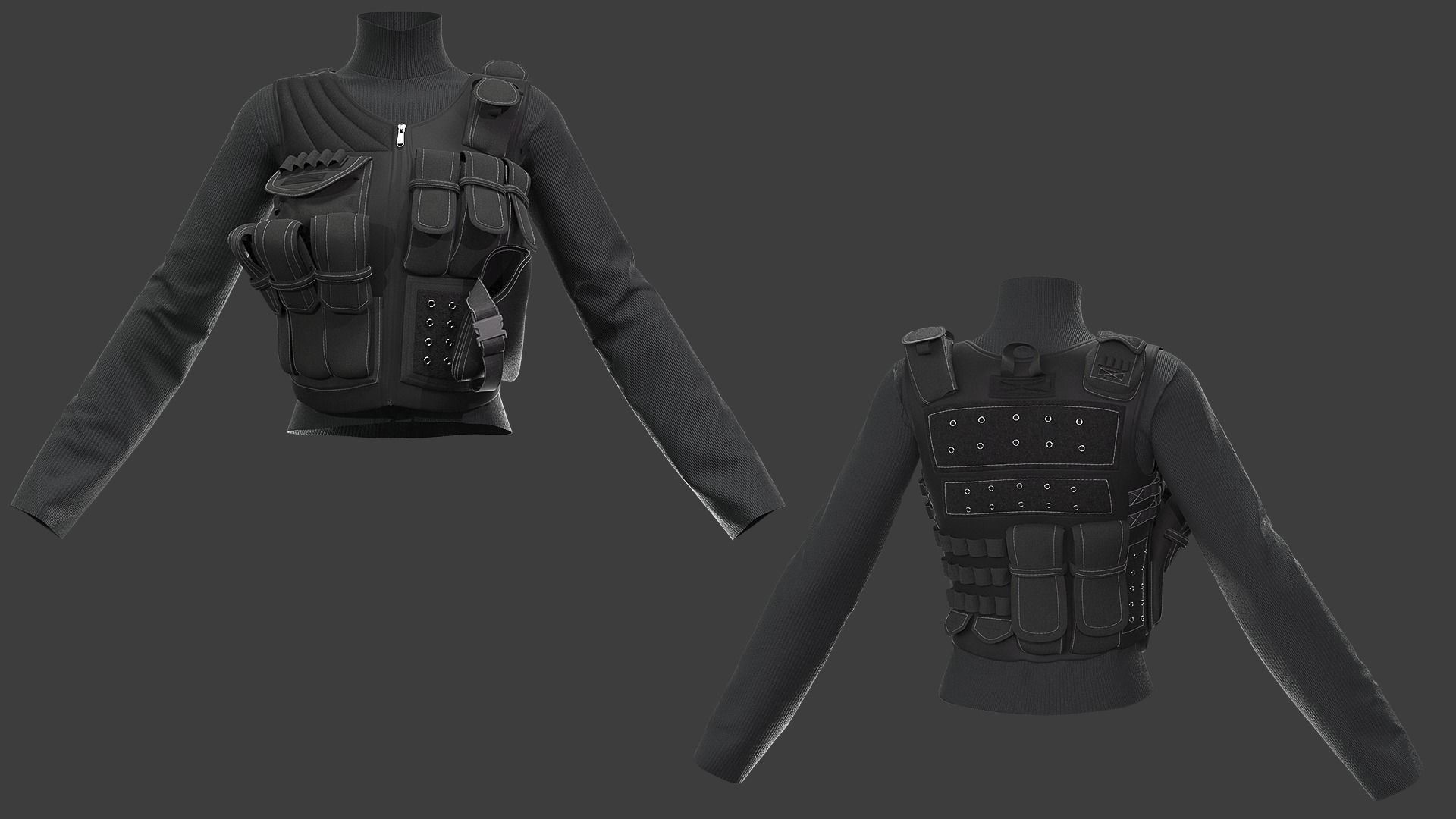Tactical Female Outfit Marvelous Designer project 3D model | CGTrader