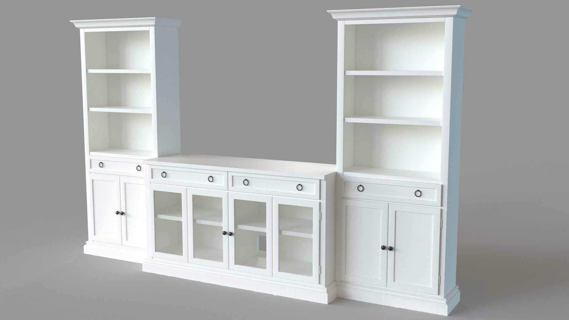 Cameo Modular White Glass Door Media Entertainment Center 3D model ...