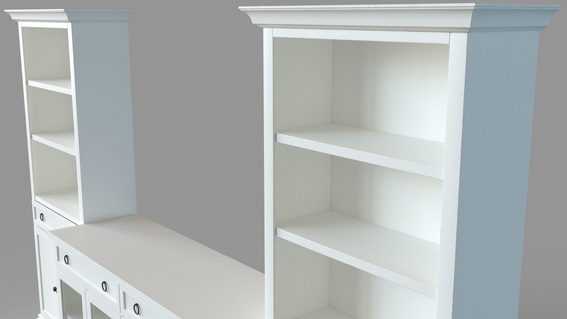 Cameo Modular White Glass Door Media Entertainment Center 3D model ...