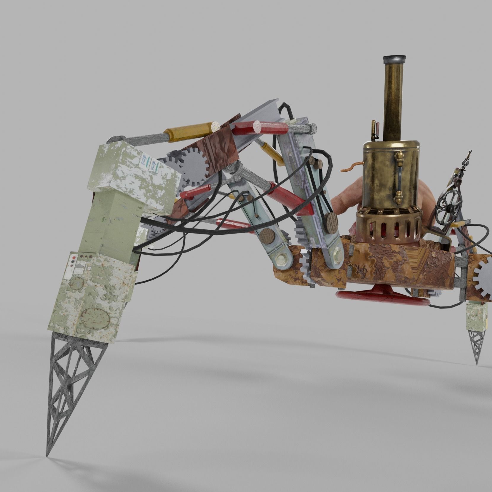 Steampunk bossfight 3D model rigged | CGTrader