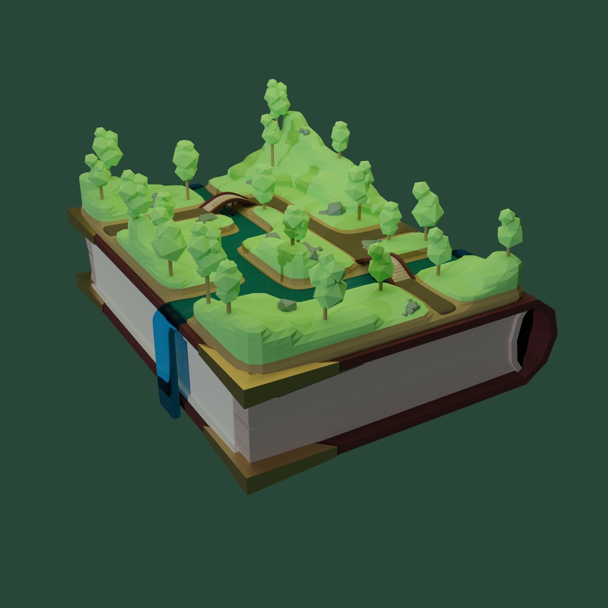 Low Poly book forest 3D model free VR / AR / low-poly 3D model | CGTrader
