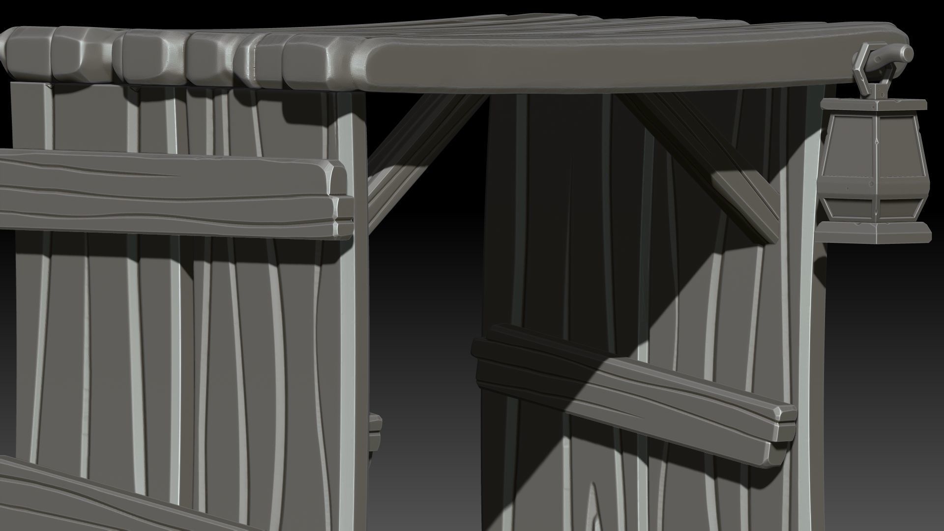 Stylized wooden gate 3D model | CGTrader