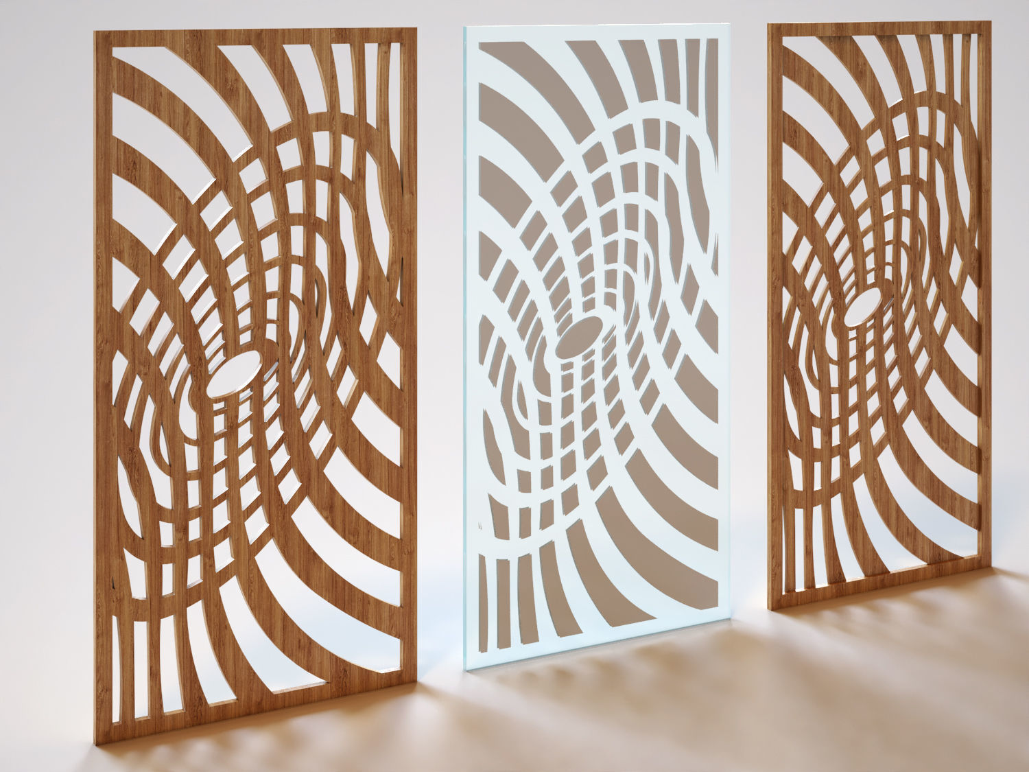 Partition three wooden panels 3D model | CGTrader