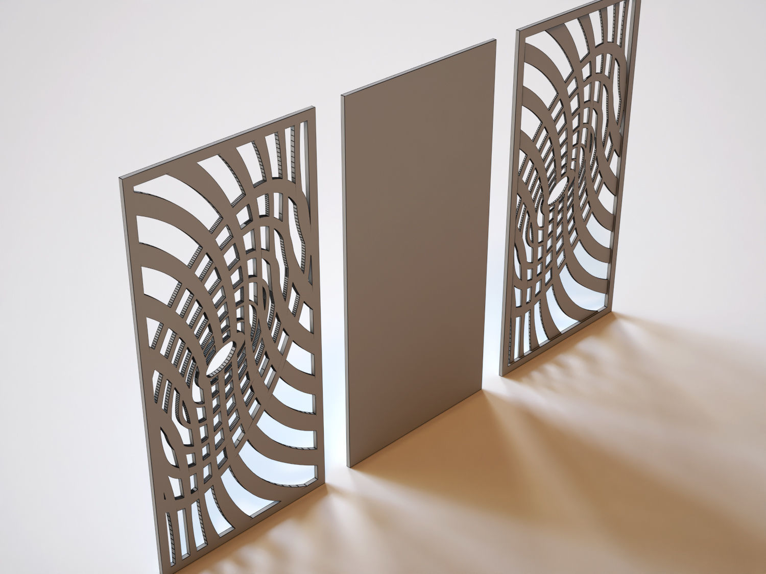 Partition three wooden panels 3D model | CGTrader