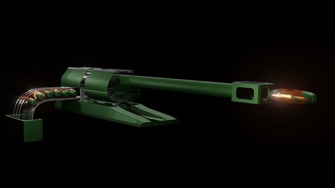 Fictional Artillery Piece and Shell Concept 3D model animated rigged ...