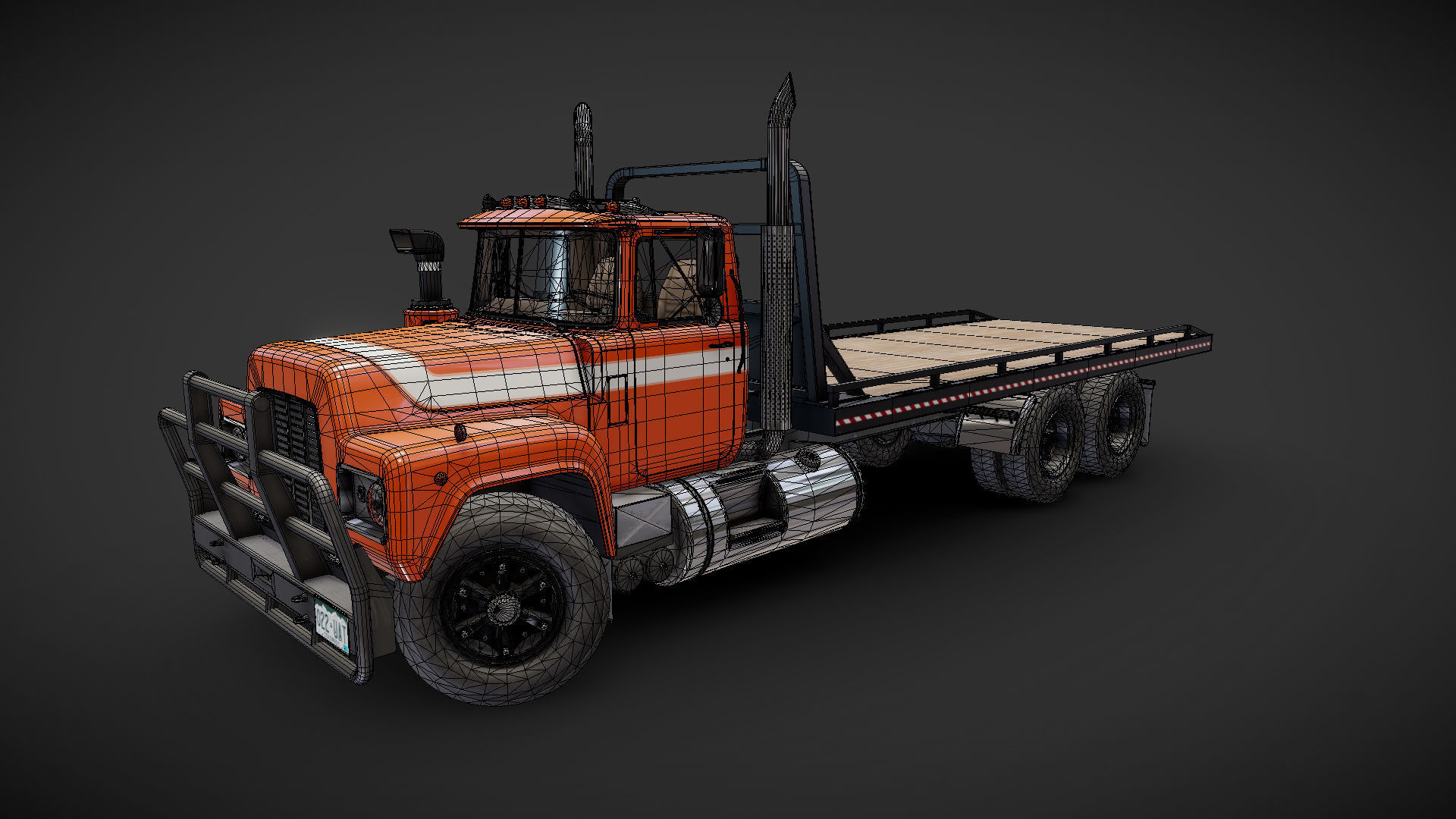 3D model Industrial vintage flatbed truck VR / AR / low-poly | CGTrader