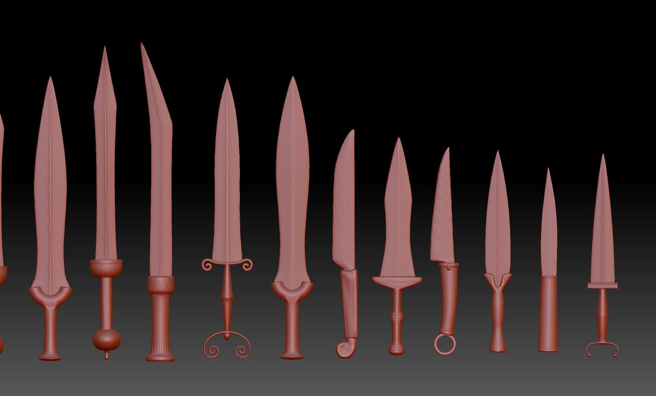 25 Swords Knives collection Medieval Roman Ancient melee weapons 3D ...