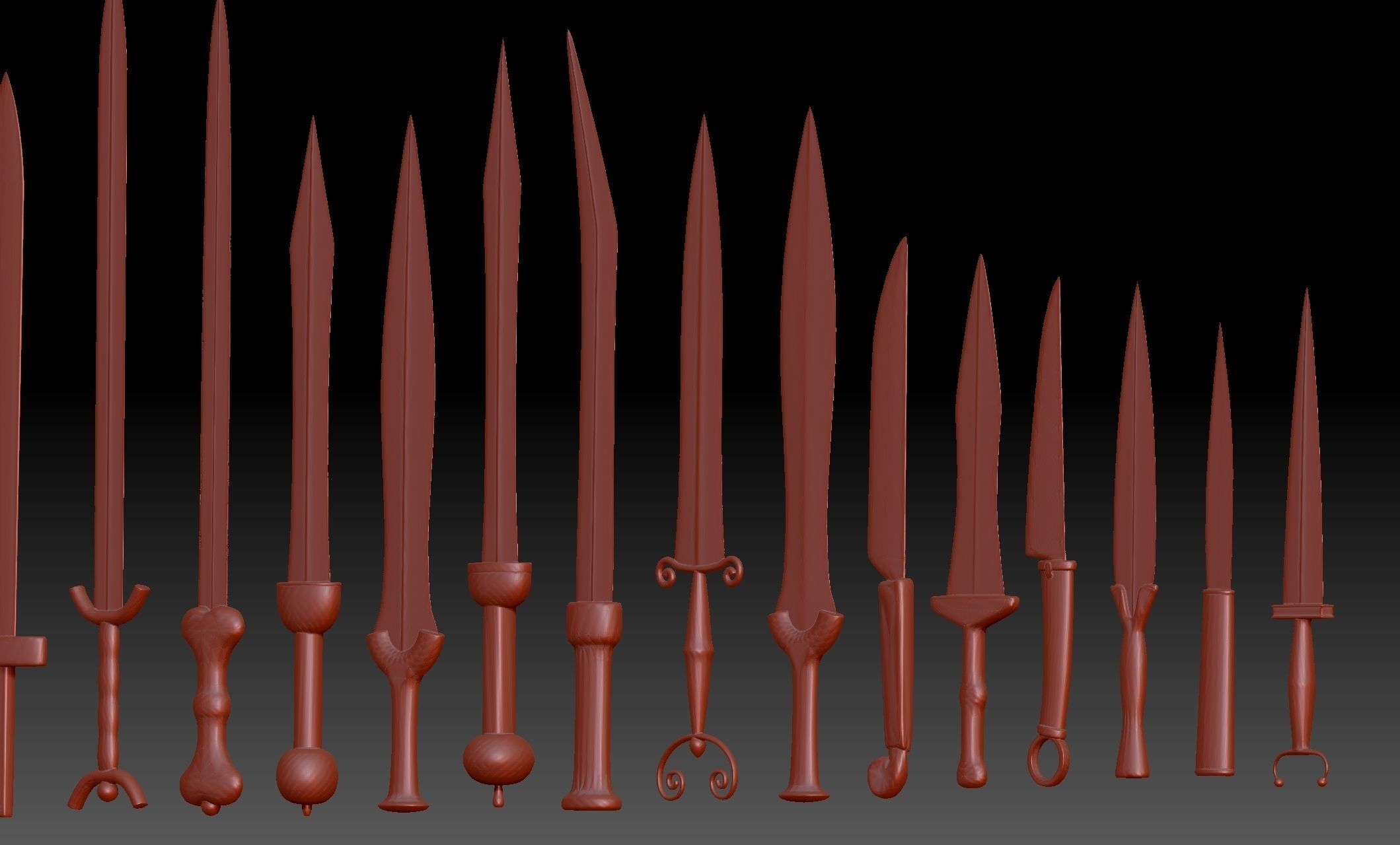 25 Swords Knives collection Medieval Roman Ancient melee weapons 3D ...