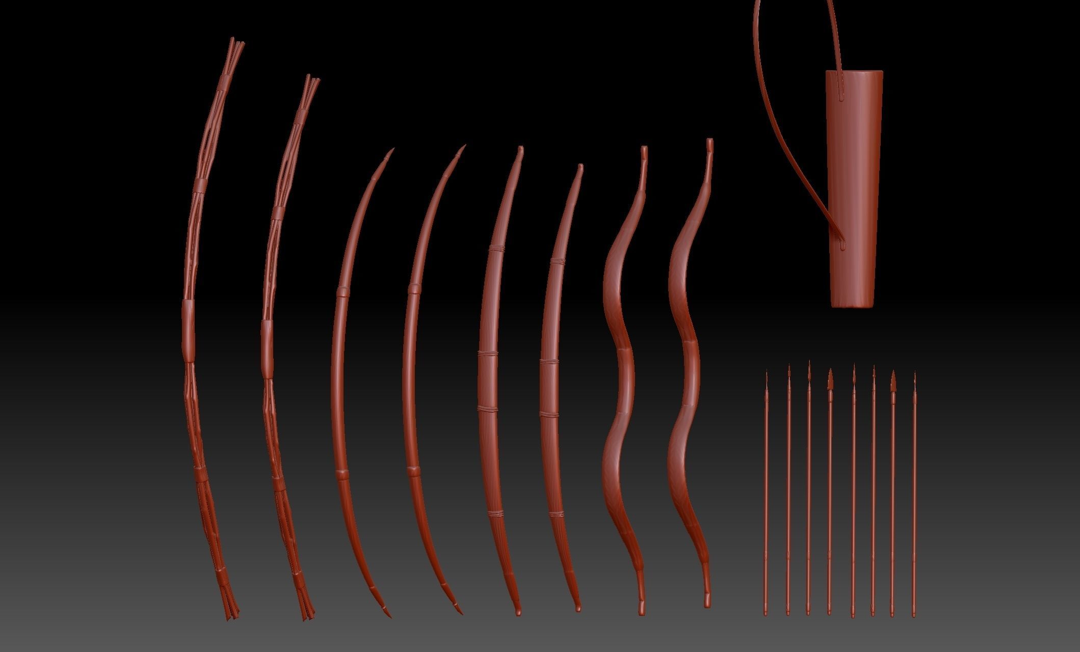 17 Bow Arrows and ranged weapon collection Medieval Roman Archer 3D ...