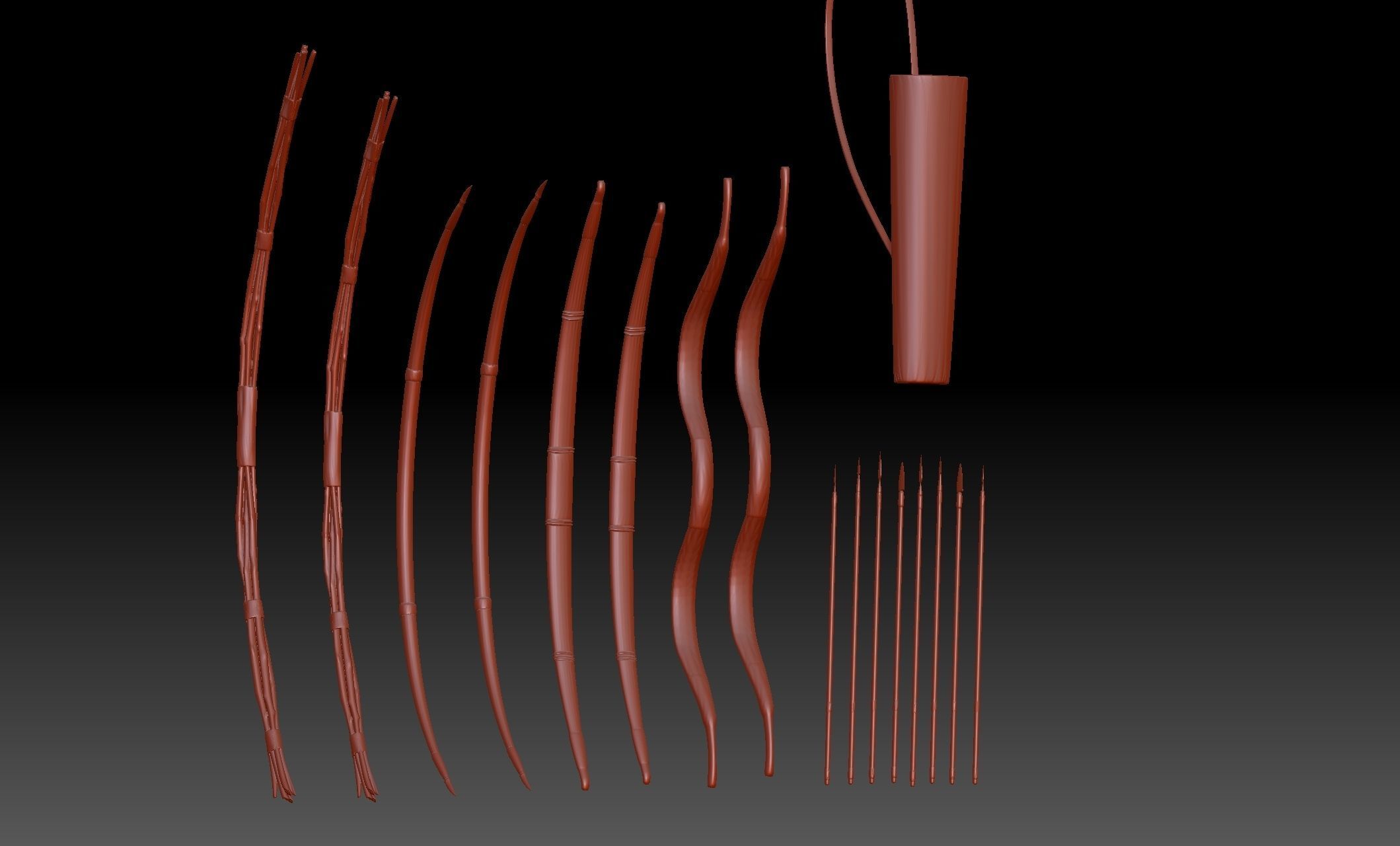 17 Bow Arrows and ranged weapon collection Medieval Roman Archer 3D ...