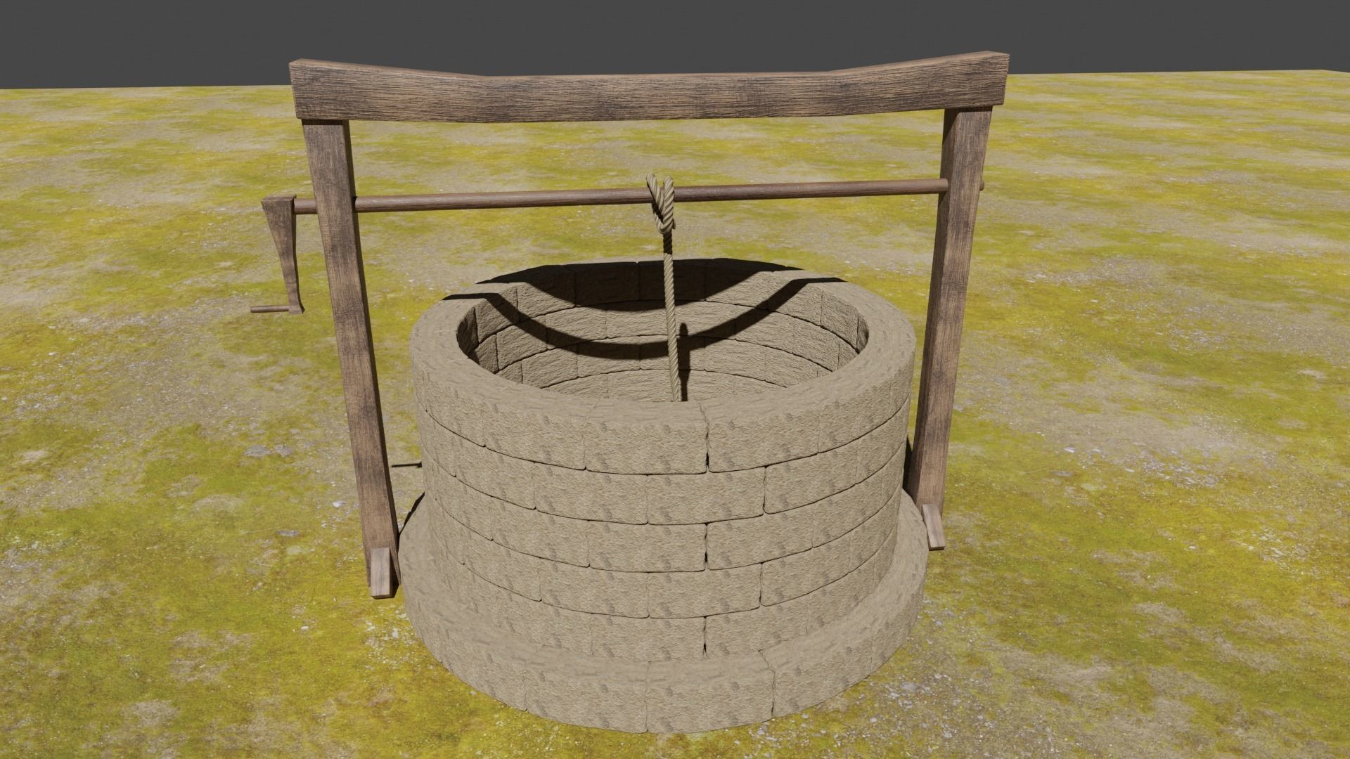 3D model Well 3D model water in middle of field VR / AR / low-poly ...