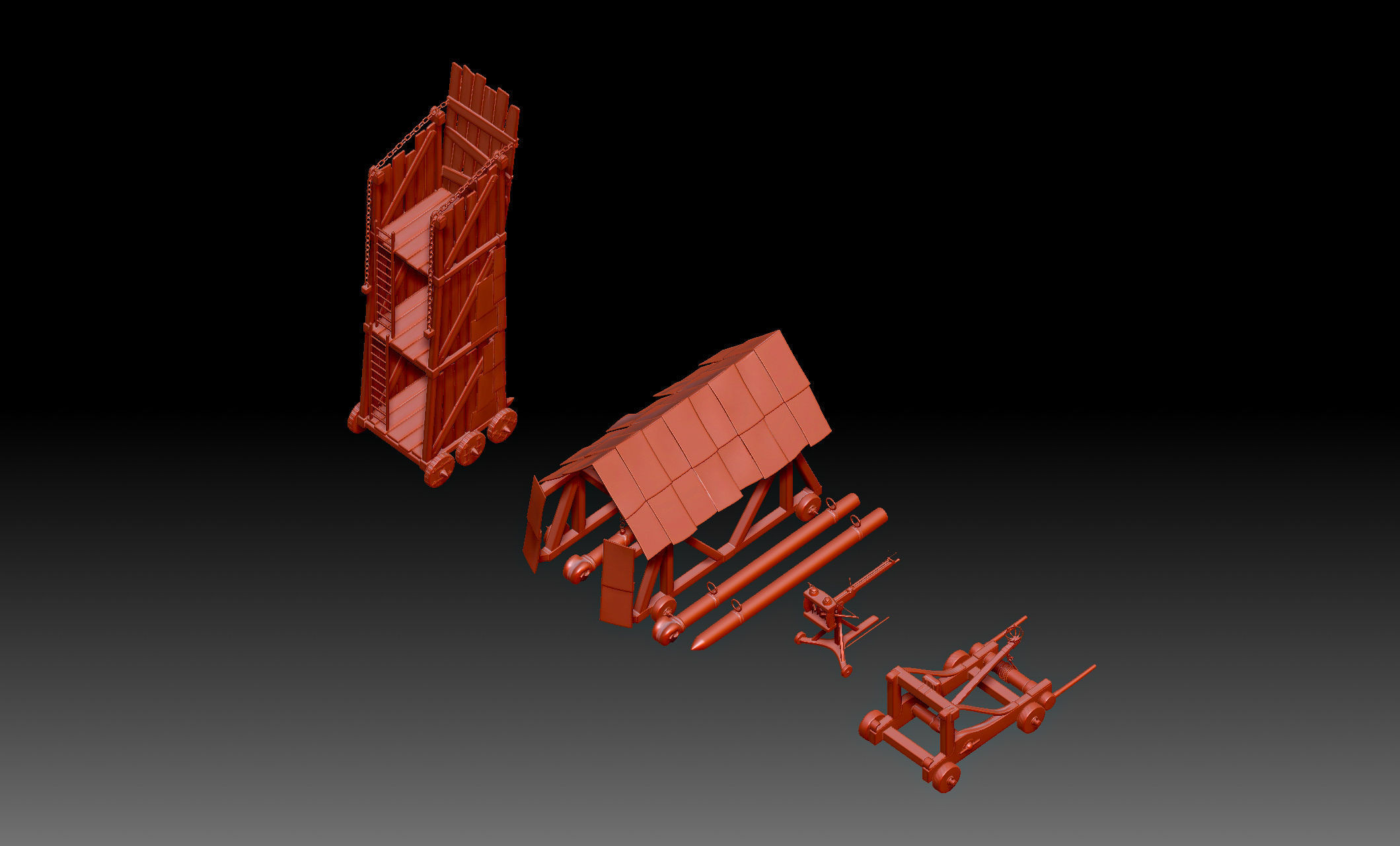 7 Medieval and Roman War Machines Siege Weapons collection 3D model 3D ...