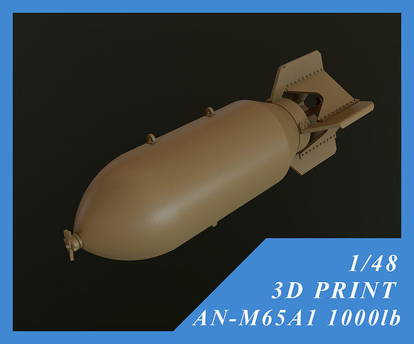US GP BOMB AN-M65A1 1000LB 1-48 3D model 3D printable | CGTrader