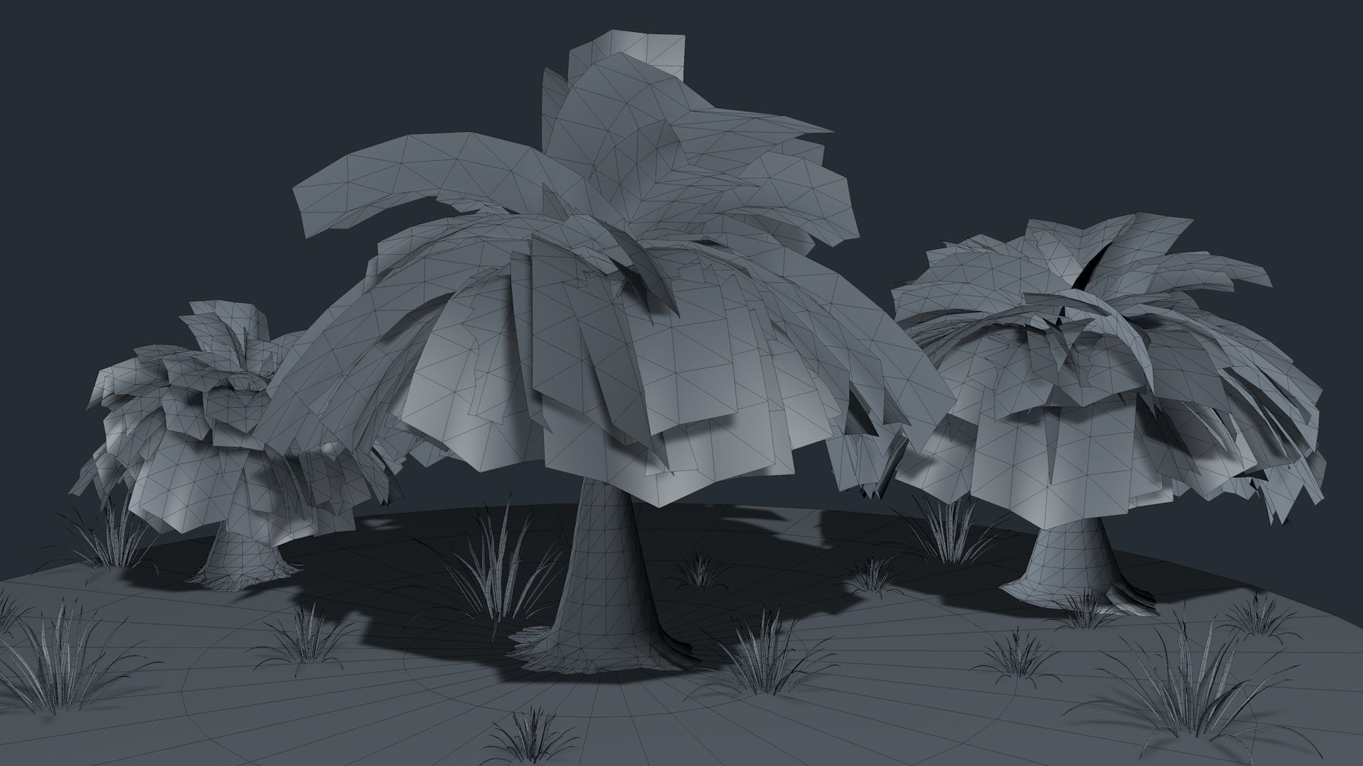 Three palms cartoon low poly 3D model | CGTrader