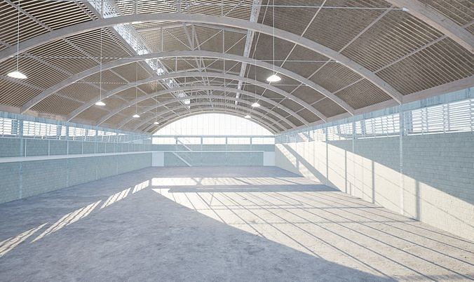 3D model Curved Roof Warehouse for Unreal 4 VR / AR / low-poly | CGTrader