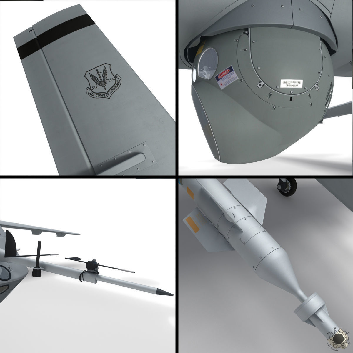 Generic Military Aircraft UAV Drone 3D model rigged | CGTrader