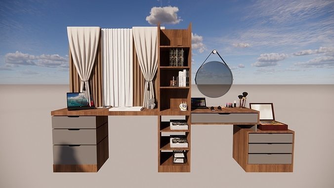 study table with dressing table 3D model | CGTrader