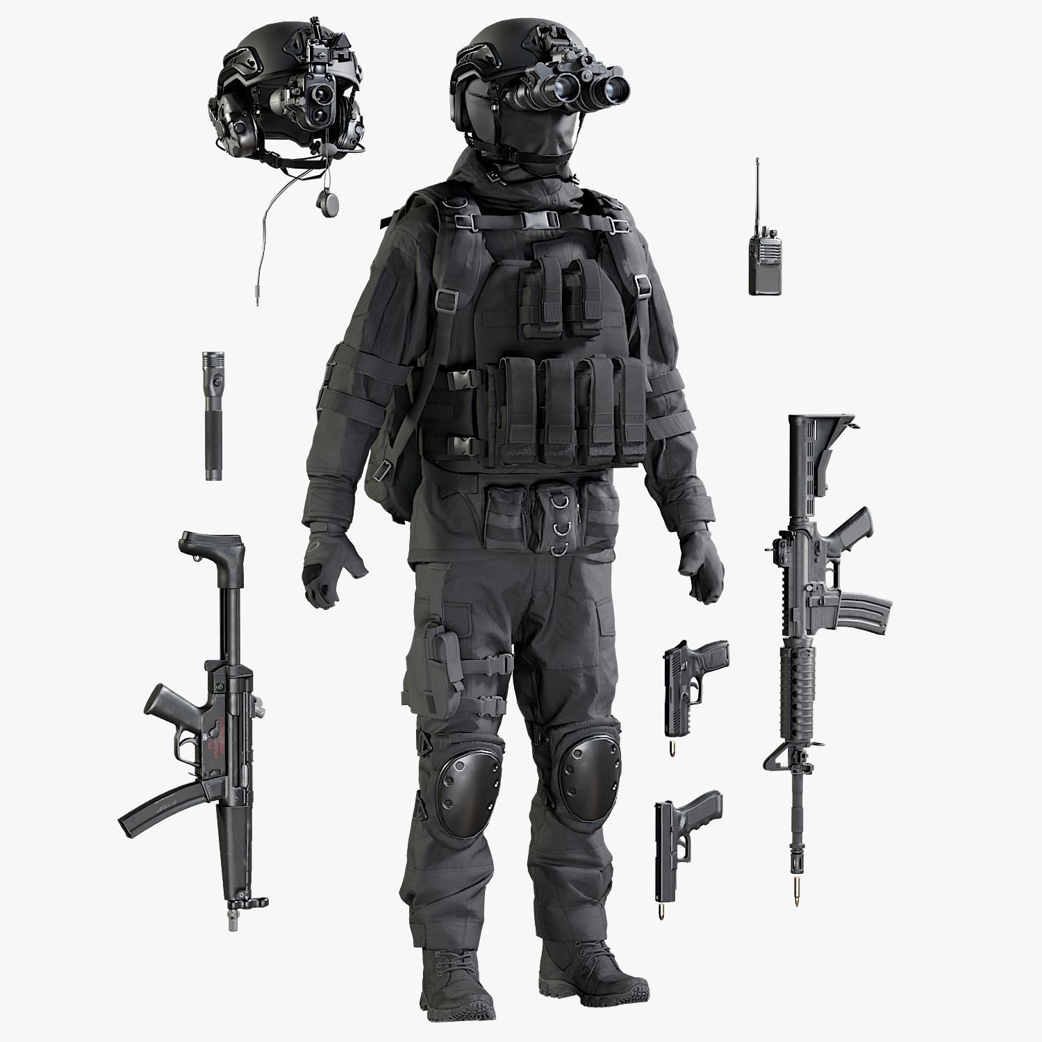 3D asset Military Black Uniform | CGTrader