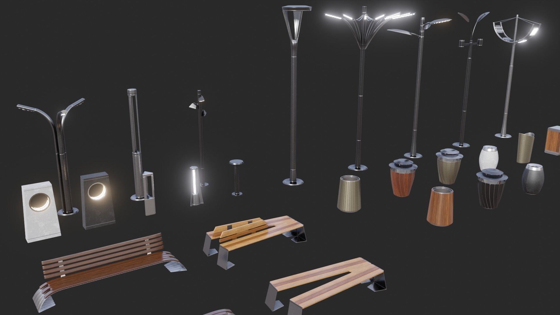 Modern Street Objects Asset Pack 3D model | CGTrader