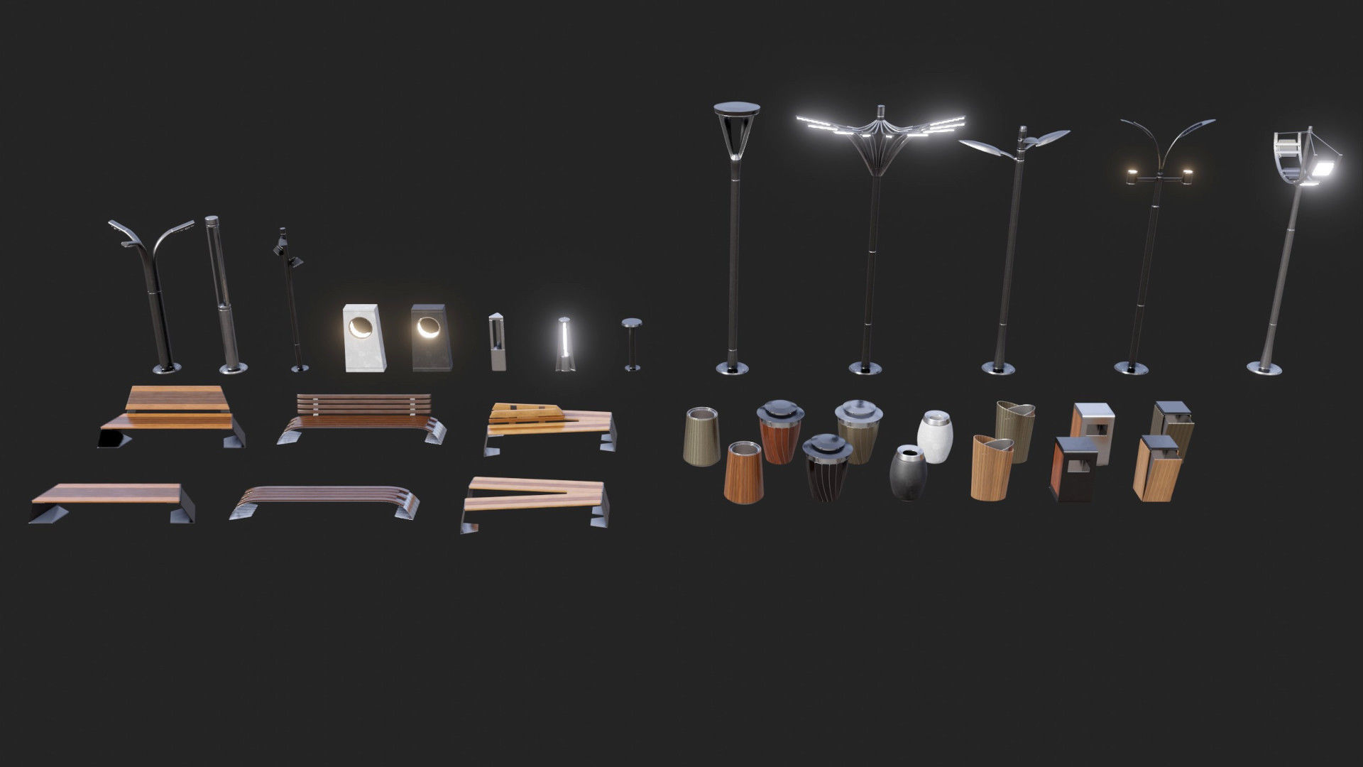 Modern Street Objects Asset Pack 3D model | CGTrader