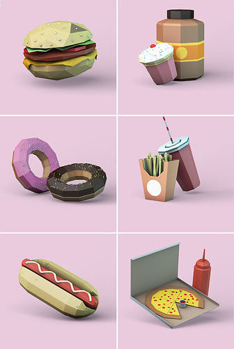 3D model Low Poly 3D Food Models VR / AR / low-poly | CGTrader