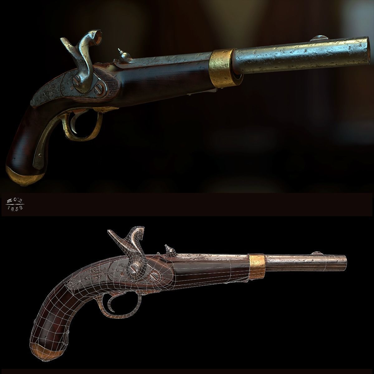 3D model Gun old VR / AR / low-poly | CGTrader