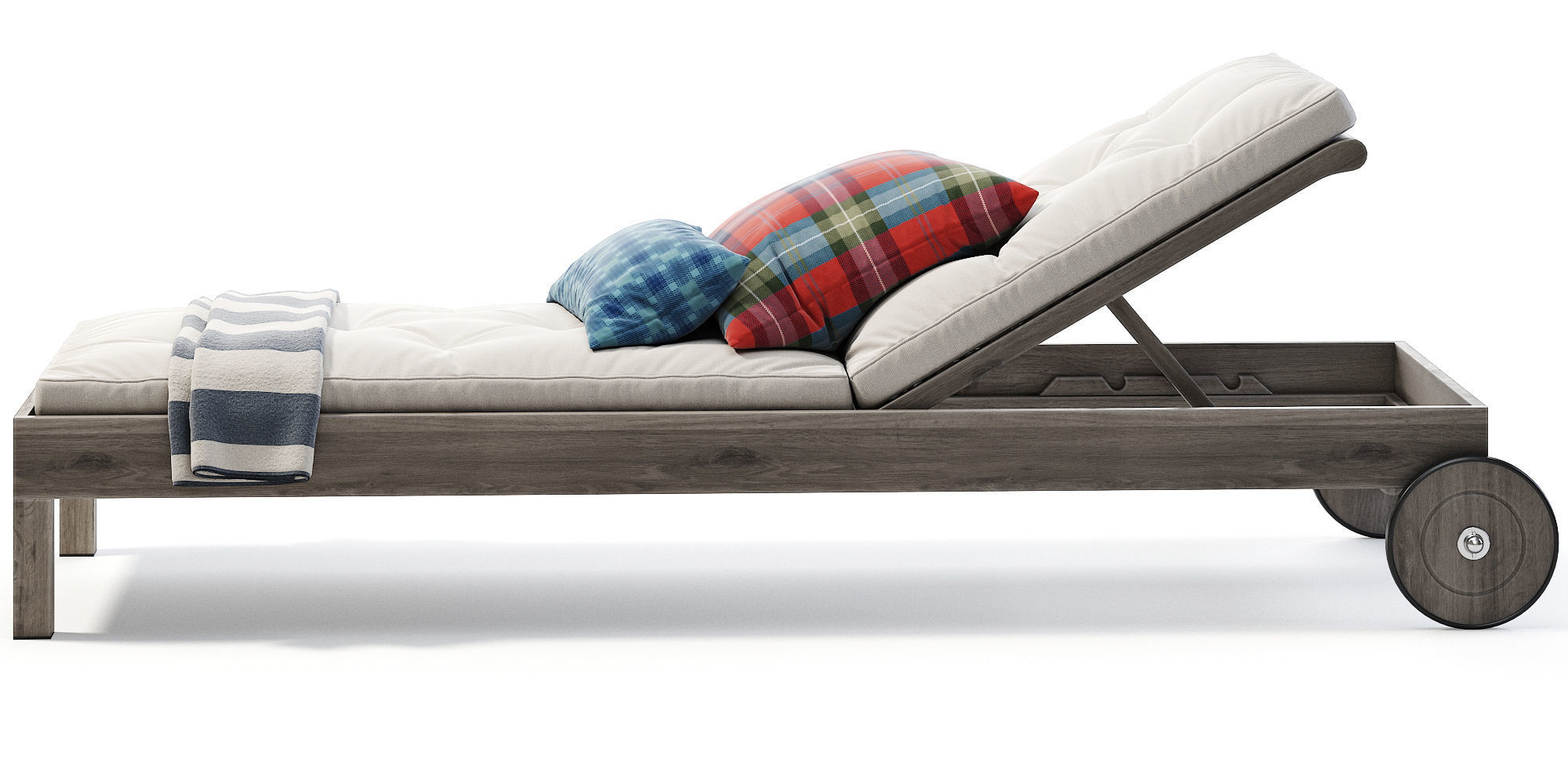 Pottery Barn Chatham FSC Mahogany Chaise Lounge with Wheels 3D model ...