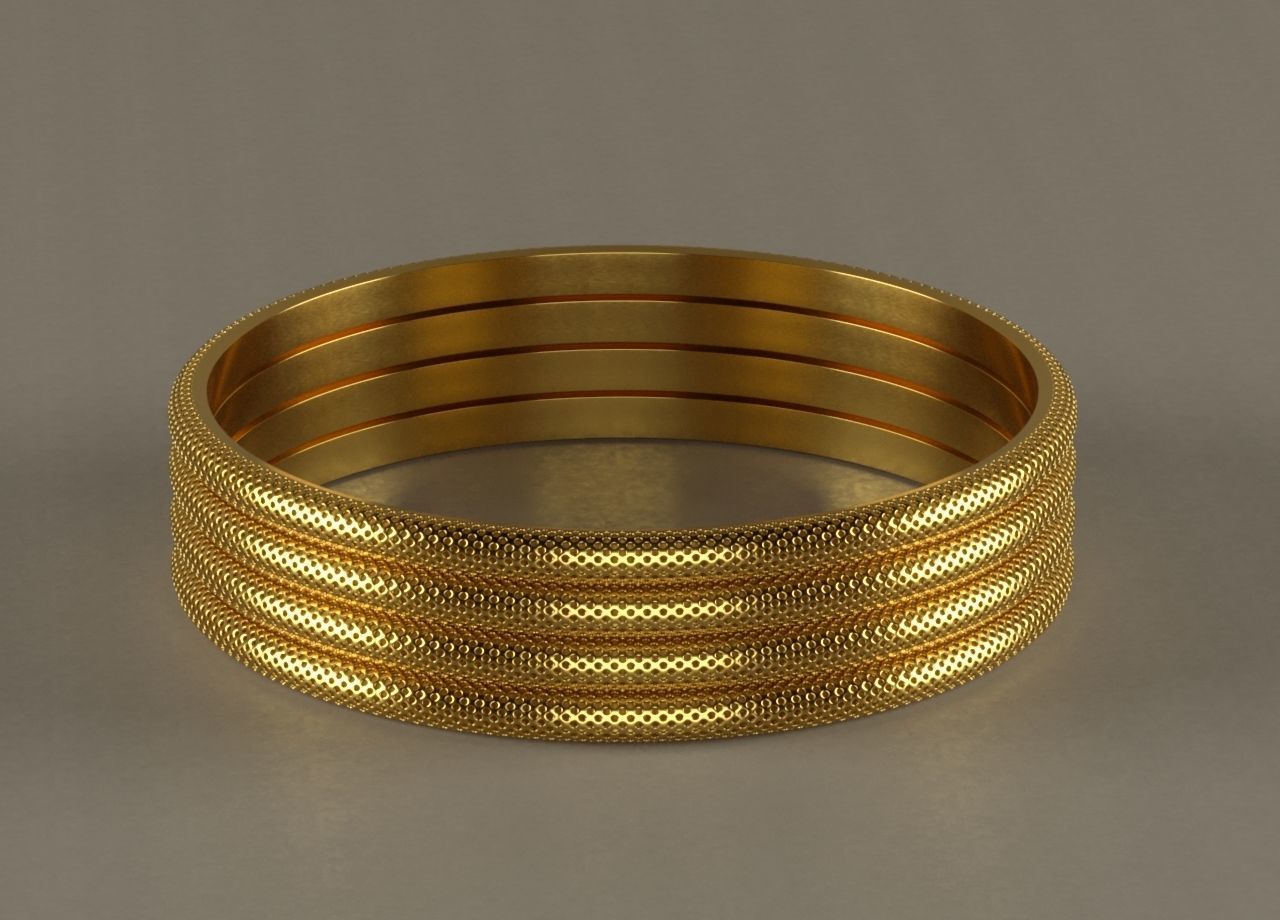Gold bangles 3D model high poly 3D model | CGTrader