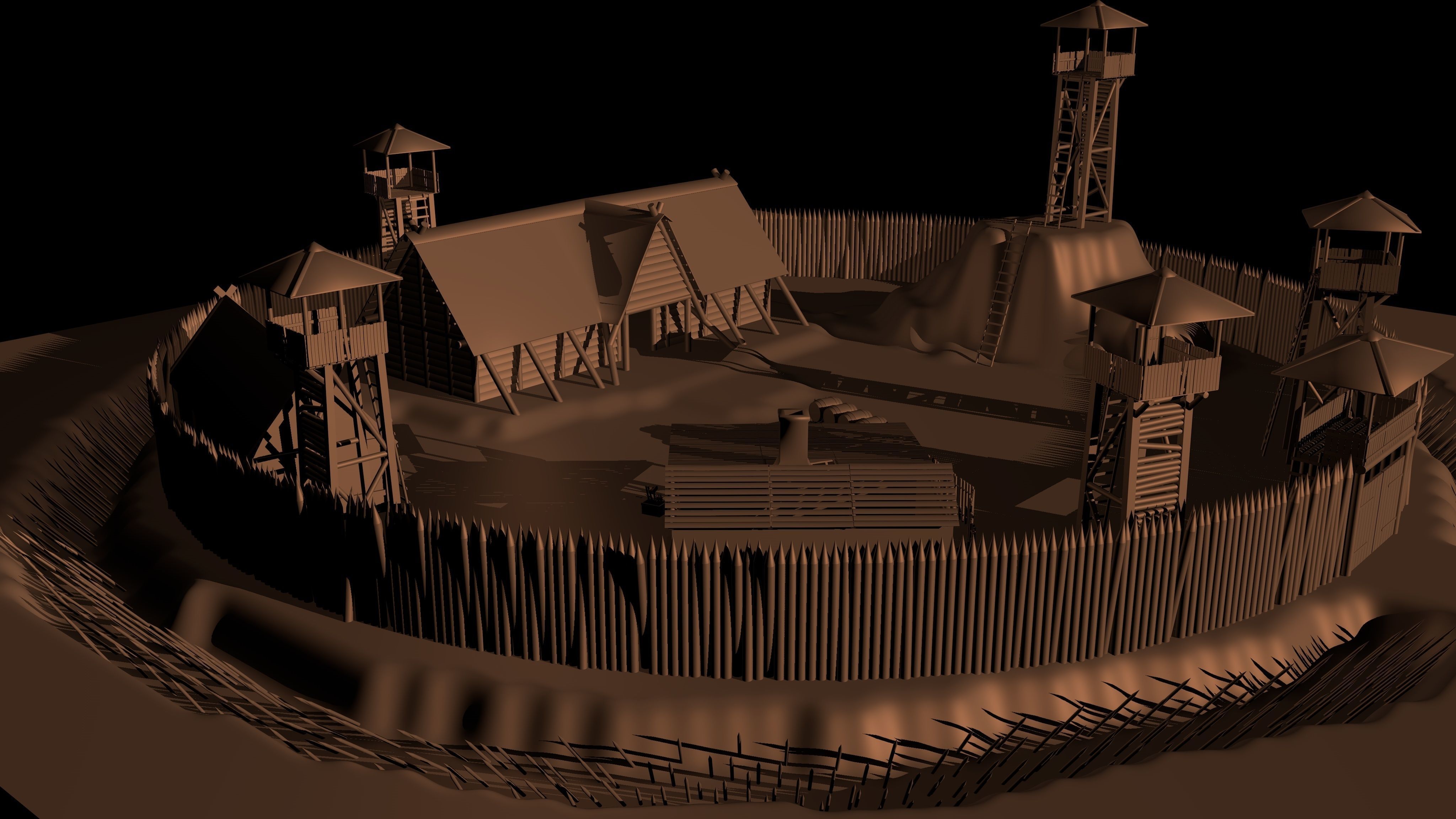 Fortress vikings 3D model rigged | CGTrader