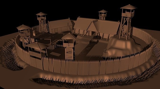 Fortress vikings 3D model rigged | CGTrader