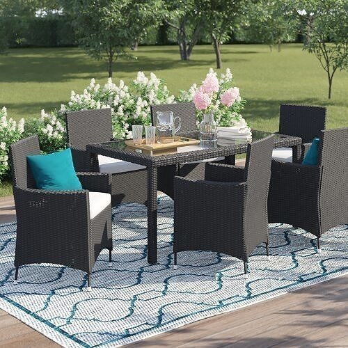 Bridgette Rectangular Long Dining Set 3D model | CGTrader